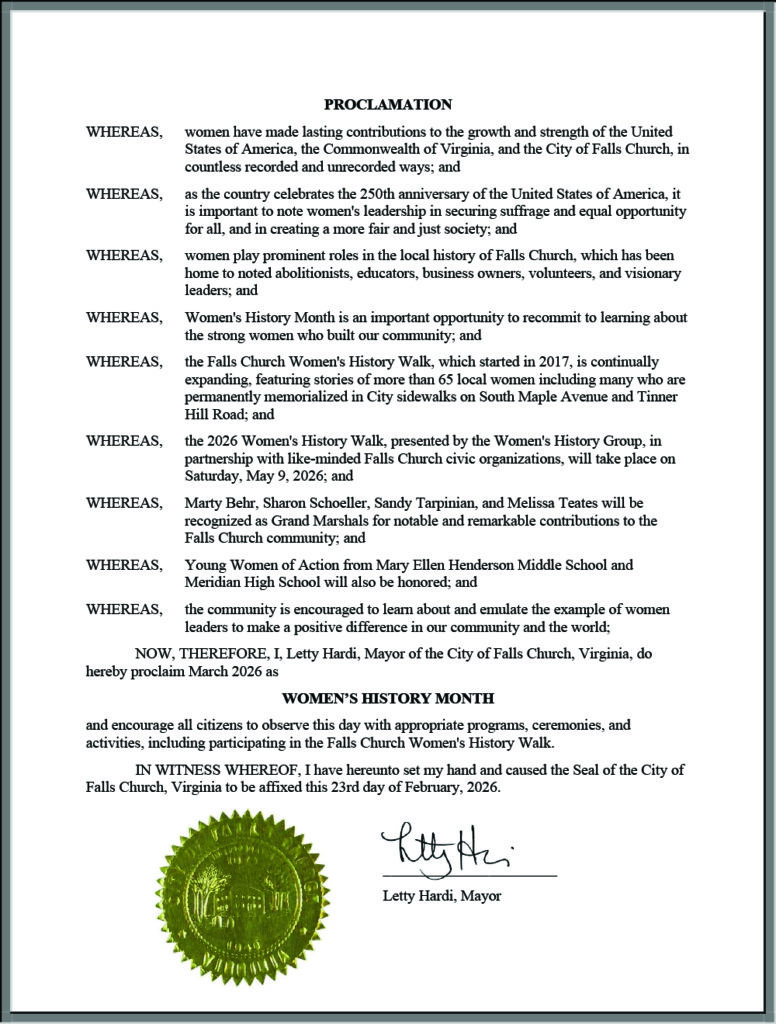 Major Women’s History Event in F.C. This Saturday - Falls Church News ...